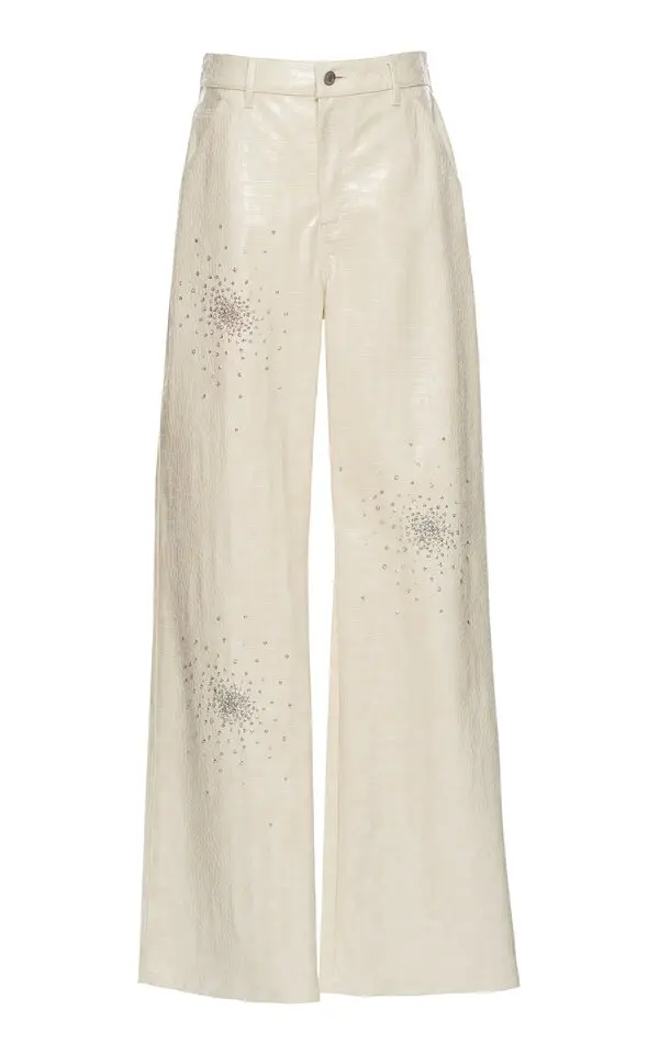 DES_PHEMMES Croc-embossed Wide-leg Pants