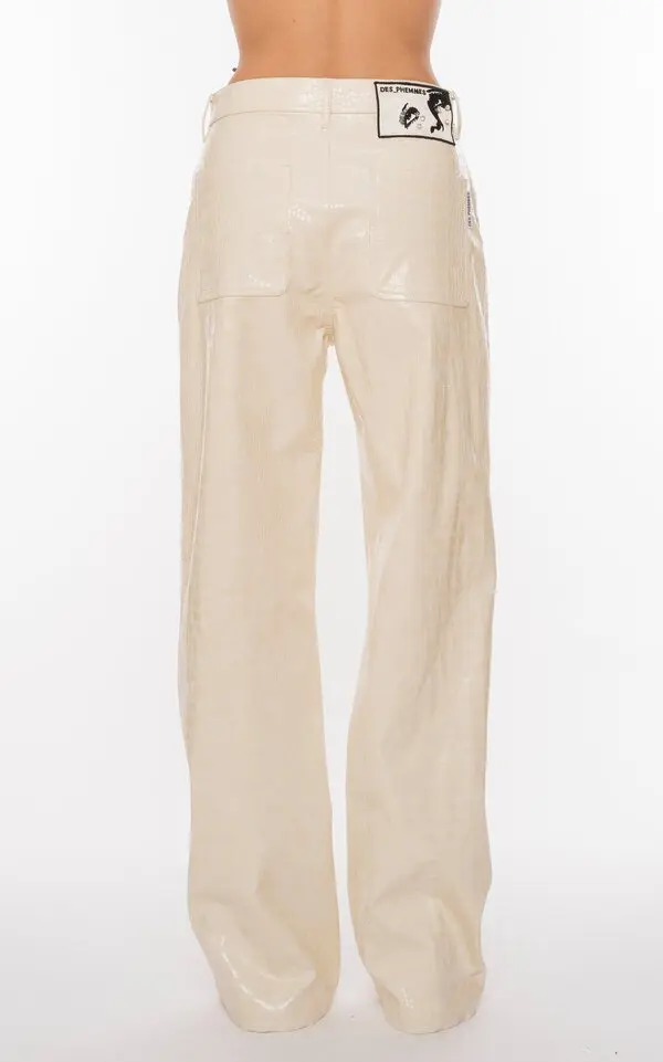 DES_PHEMMES Croc-embossed Wide-leg Pants