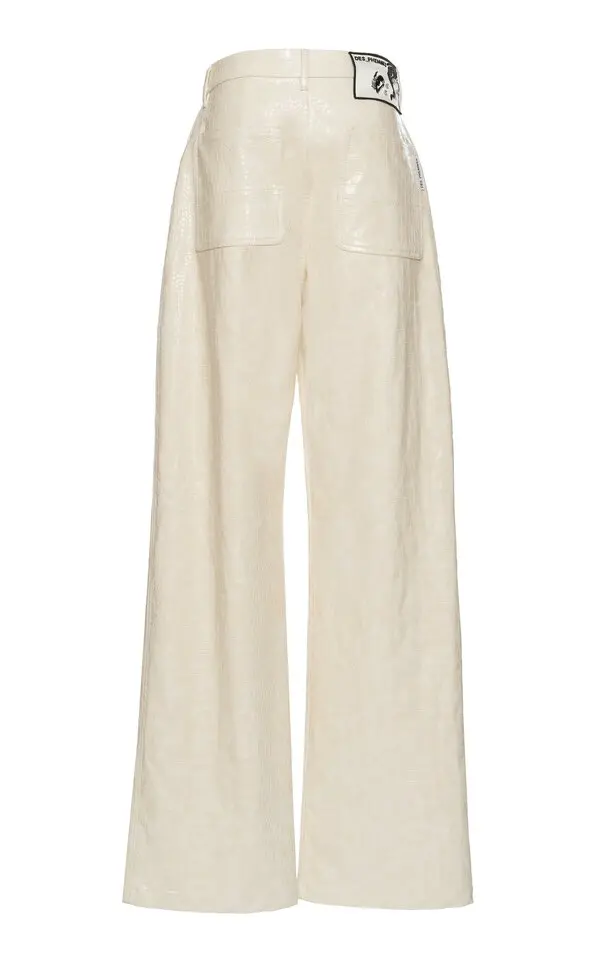 DES_PHEMMES Croc-embossed Wide-leg Pants