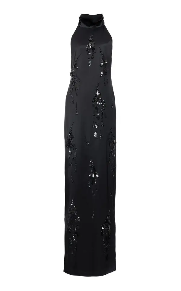 DES_PHEMMES Embellished Backless Gown - Black