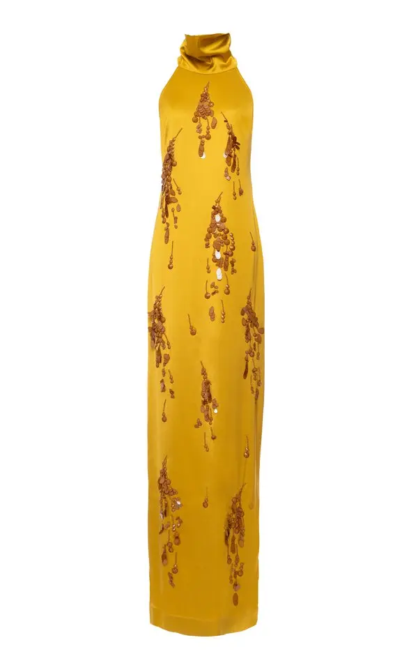 DES_PHEMMES Embellished Backless Gown