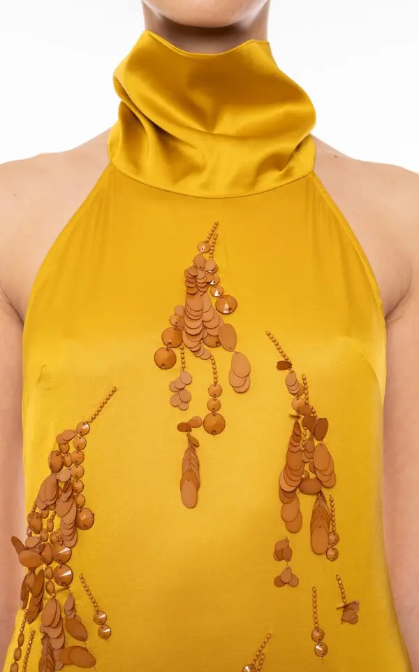 DES_PHEMMES Embellished Backless Gown