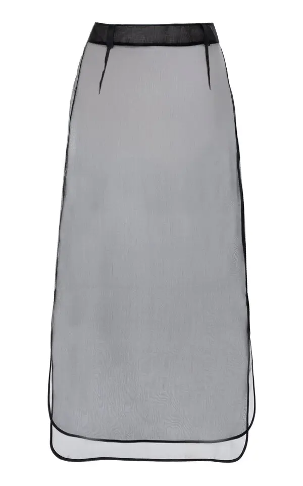 DES_PHEMMES Sheer Silk Midi Skirt