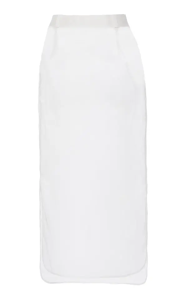 DES_PHEMMES Sheer Silk Midi Skirt - Off-white