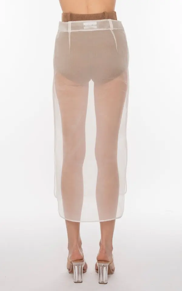 DES_PHEMMES Sheer Silk Midi Skirt - Off-white
