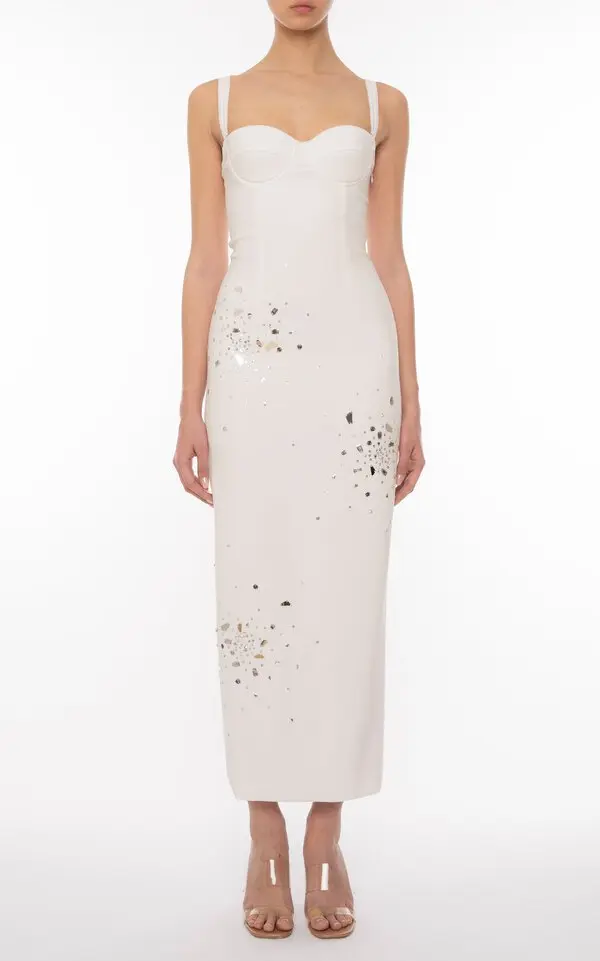 DES_PHEMMES Bustier Midi Dress - Off-white