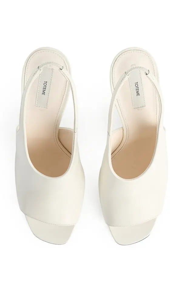 TOTEME Leather Slingback Sandals - White