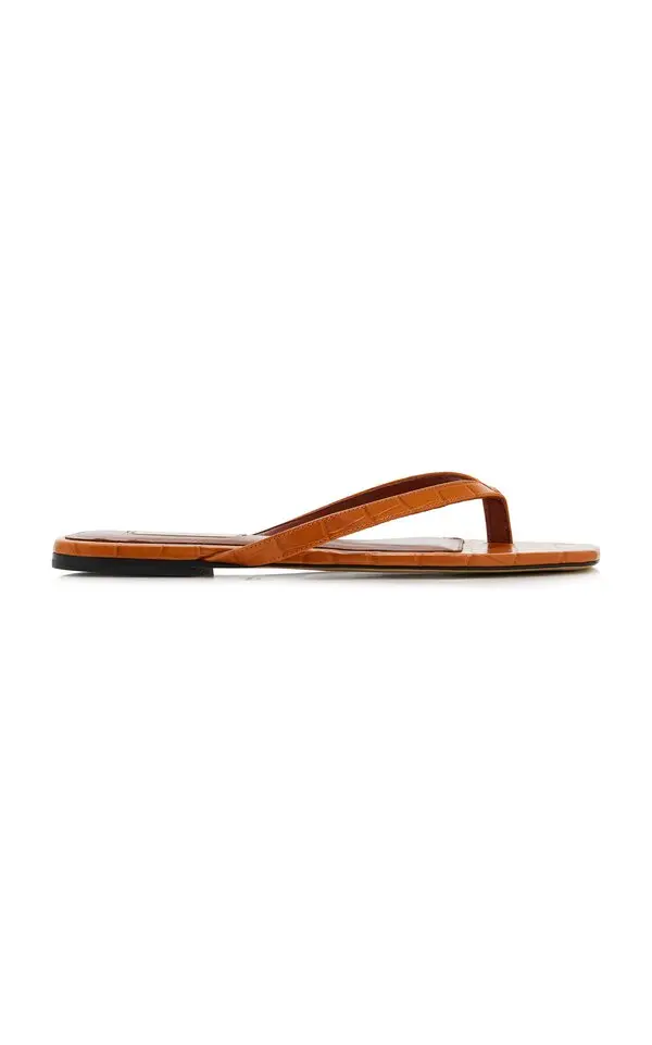 TOTEME Embossed Leather Flip Flops - Orange