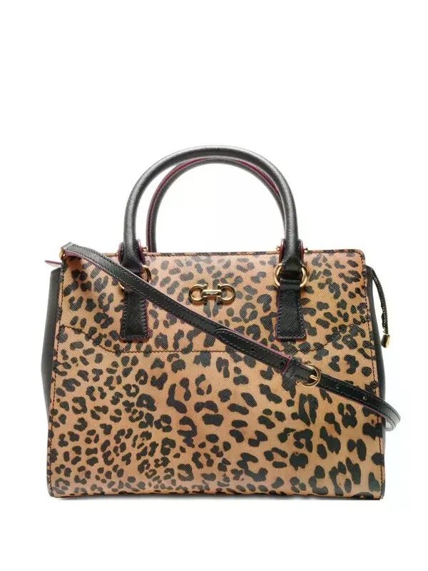 FERRAGAMO 2000s Gancini Leopard Shoulder Bag