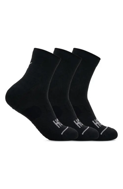 HOKA Run 3-pack Quarter Socks - Black/black/black