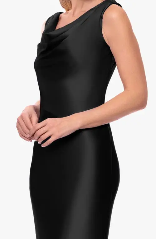 Betsy & Adam Open Back Satin Charmeuse Gown - Black