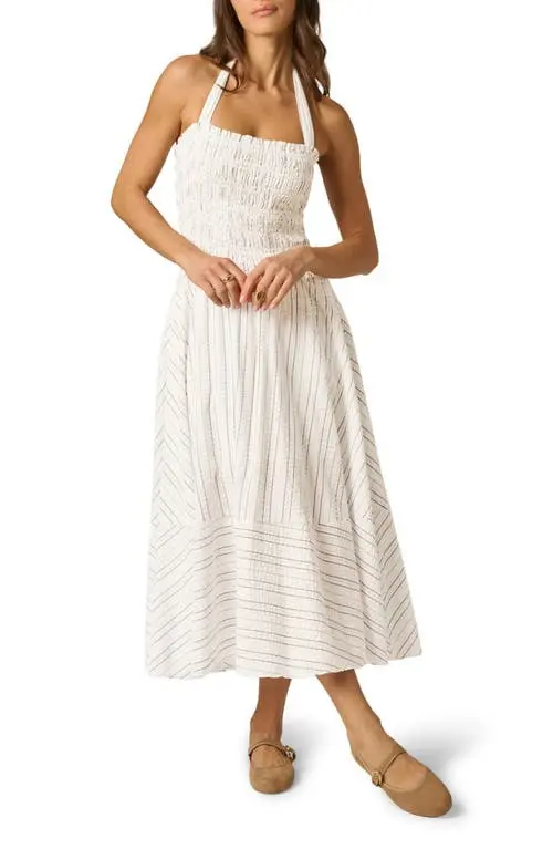 Adrianna Papell Smocked Halter Midi Dress