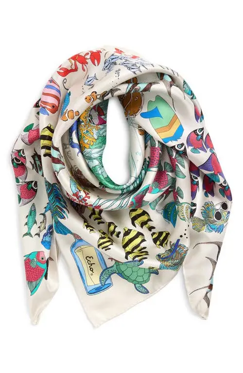 Echo Lost At Sea Silk Scarf - White Multi