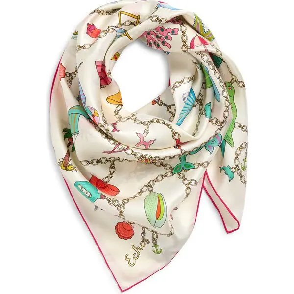 Echo Charmed Life Silk Scarf - Ivory Multi