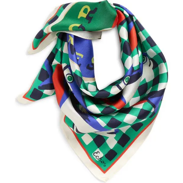 Echo Tinned Fish Silk Bandana - Leaf Green