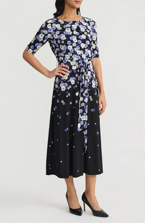 KASPER Floral Print A-line Midi Dress
