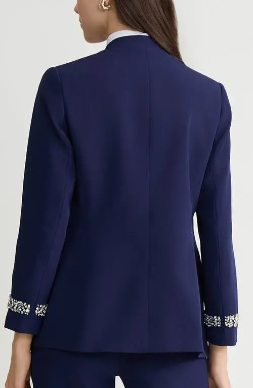 KASPER Collarless Open-front Jacket