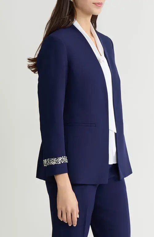 KASPER Collarless Open-front Jacket