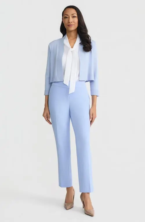 KASPER Open-front Cropped Shrug - Blue Ice