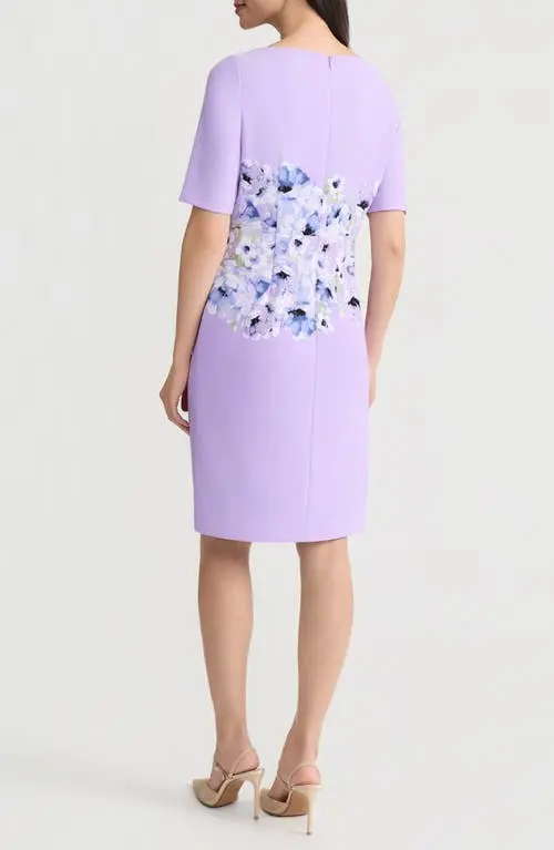 KASPER Floral Print Sheath Dress - Lavndr Mist