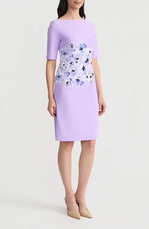 KASPER Floral Print Sheath Dress - Lavndr Mist