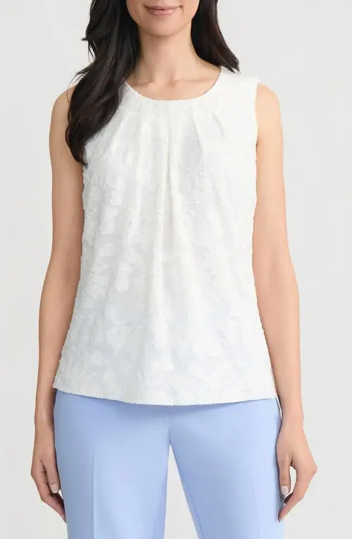 KASPER Burnout Floral Sleeveless Top - Lily White