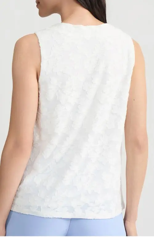 KASPER Burnout Floral Sleeveless Top - Lily White