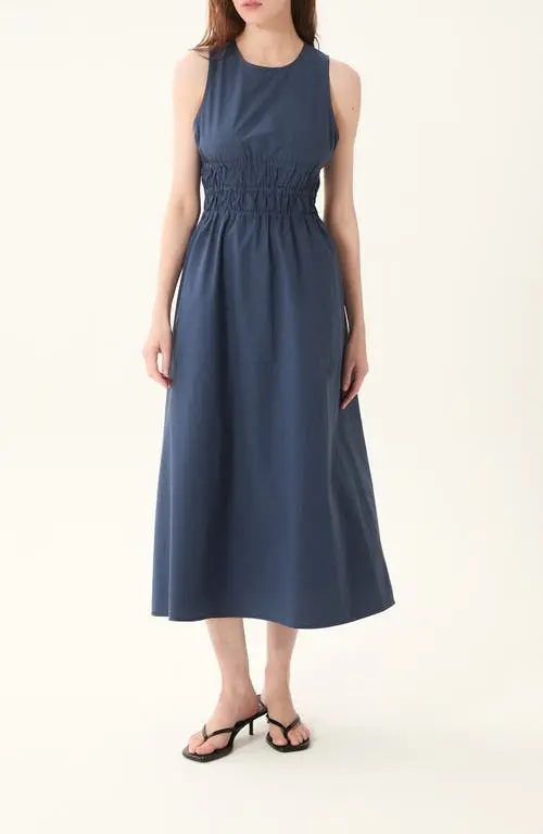 Deluc Turchi Smocked Sleeveless Maxi Dress - Navy