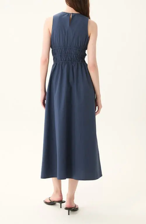 Deluc Turchi Smocked Sleeveless Maxi Dress - Navy