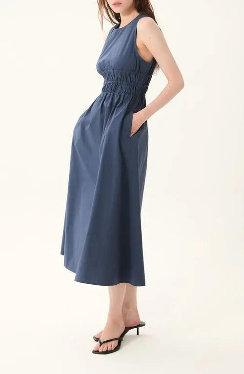 Deluc Turchi Smocked Sleeveless Maxi Dress - Navy