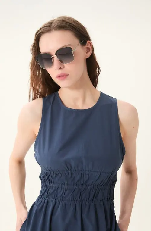 Deluc Turchi Smocked Sleeveless Maxi Dress - Navy