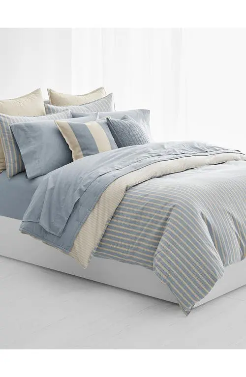 Ralph Lauren Graydon Bold Stripe 212 Count Cotton Comforter - Dune And Chambray
