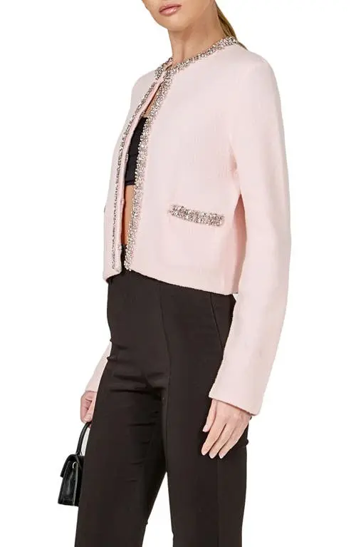 Endless Rose Bouclé Jewel Trim Cardigan