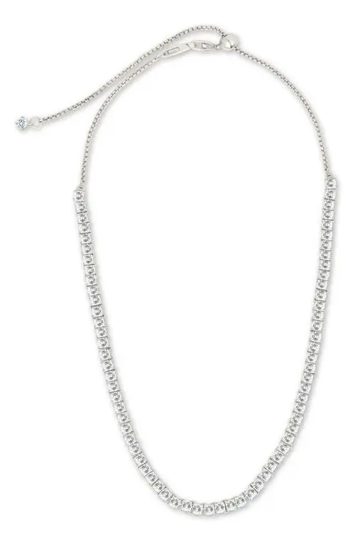Sterling Forever Brette Slide Tennis Necklace - Silver