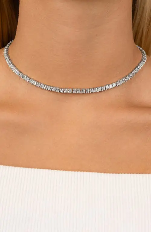 Sterling Forever Brette Slide Tennis Necklace - Silver