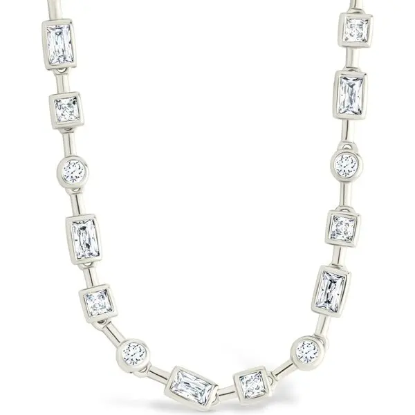 Sterling Forever Camden Slide Tennis Necklace - Silver