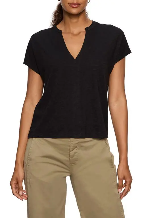 Sanctuary Organic Cotton Blend Split Neck T-shirt - Black
