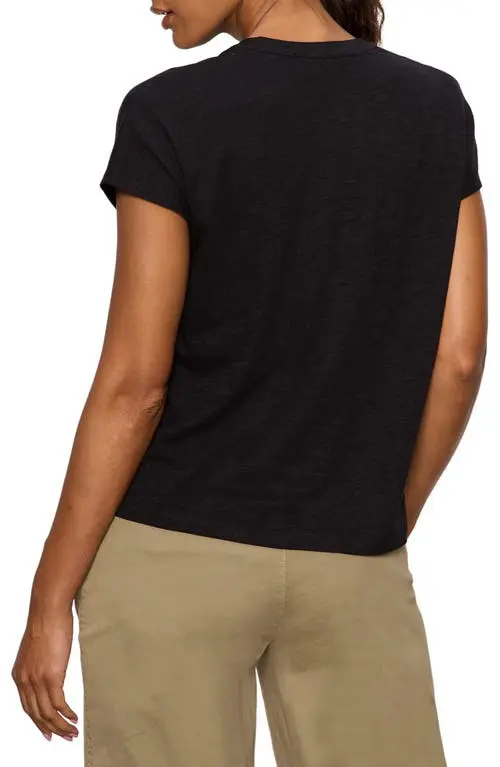 Sanctuary Organic Cotton Blend Split Neck T-shirt - Black