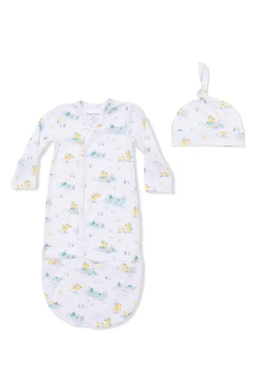 ANGEL DEAR Frog & Duck Pond Convertible Gown & Hat Set - Cream