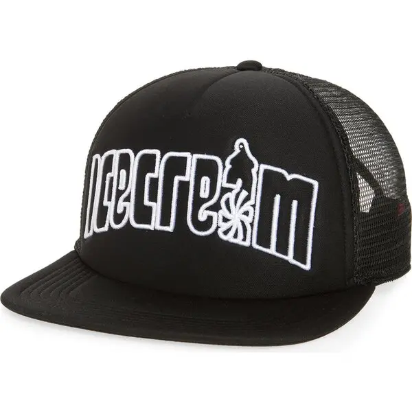 ICECREAM Outline Trucker Hat - Black