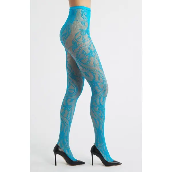 HIGH HEEL JUNGLE Monet Lace Tights - Blue Crush