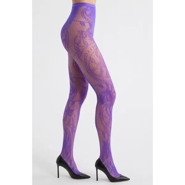 HIGH HEEL JUNGLE Monet Lace Tights - Purple Crush