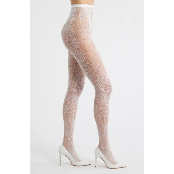 HIGH HEEL JUNGLE Monet Lace Tights - White