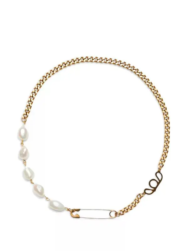 LABELLED JEWELLERY Safety-pin Pearl Necklace - Gold