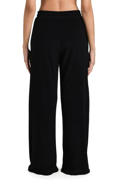 La Blanca Wide Leg Drawstring Terry Pants - Black