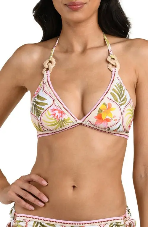 La Blanca Palm O-ring Bikini Top - White Multi