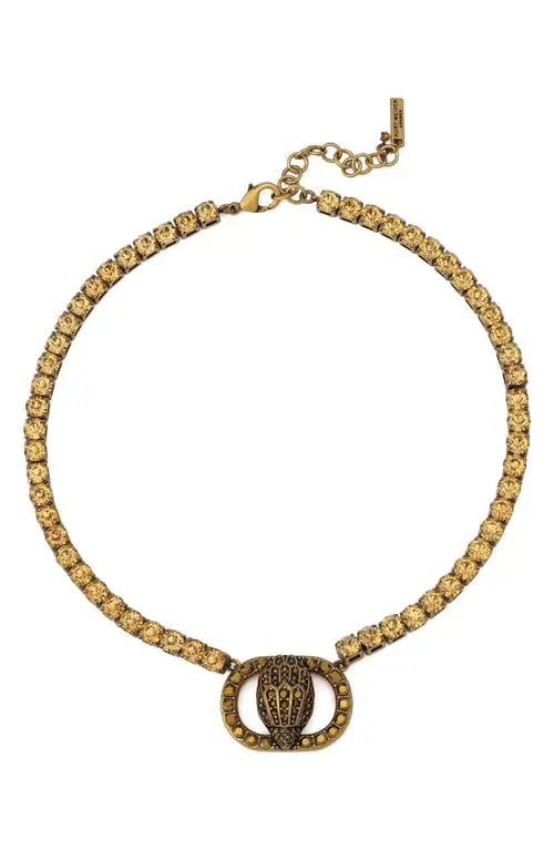 Kurt Geiger Chelsea Eagle Head Tennis Necklace - Brass