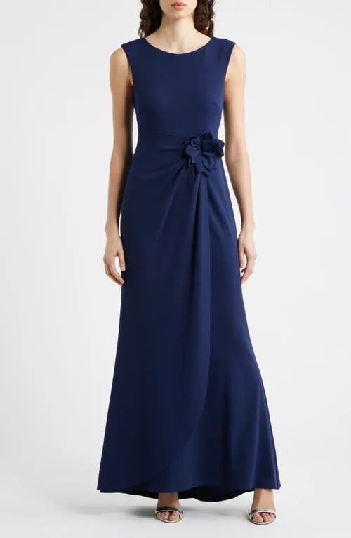 CONNECTED APPAREL Flower Appliqué Jersey Gown