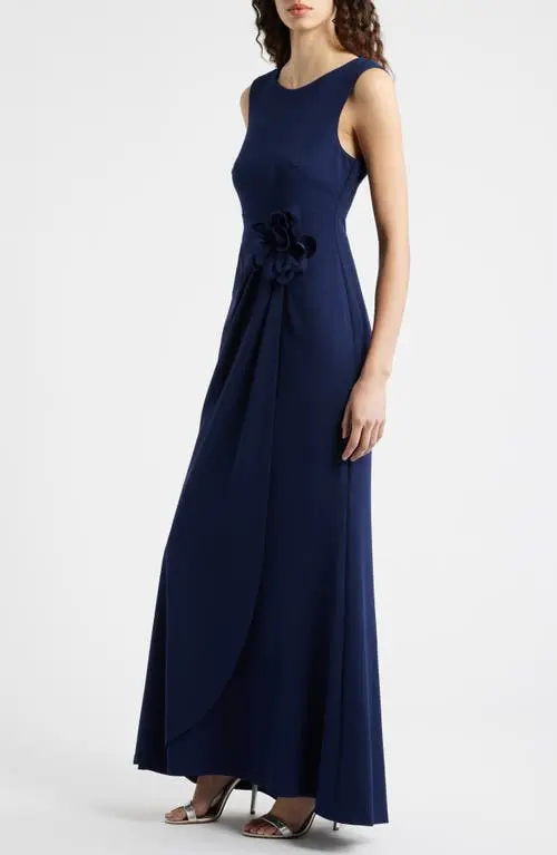 CONNECTED APPAREL Flower Appliqué Jersey Gown