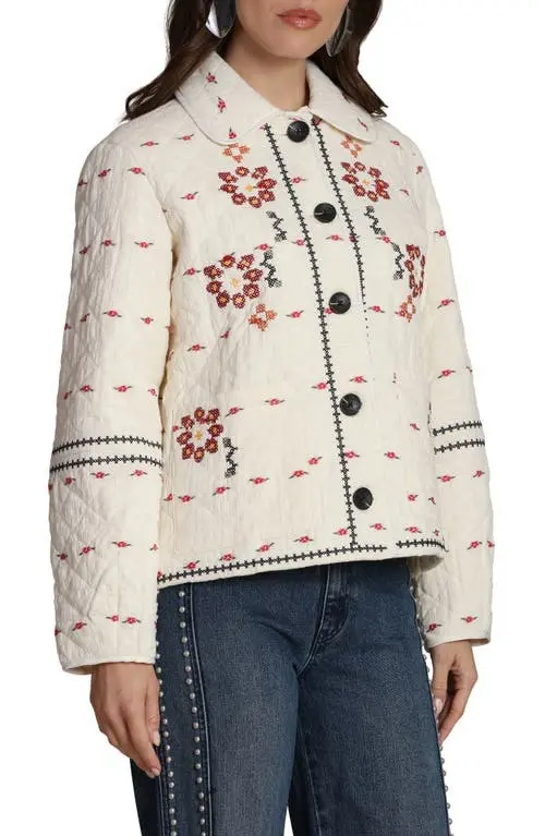 Avec Les Filles Embroidered Quilted Cotton Jacket